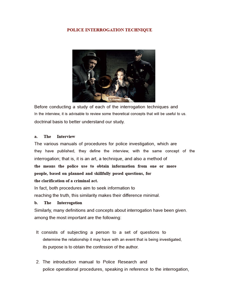 Police Interrogation Techniques Overview | PDF | Interrogation ...