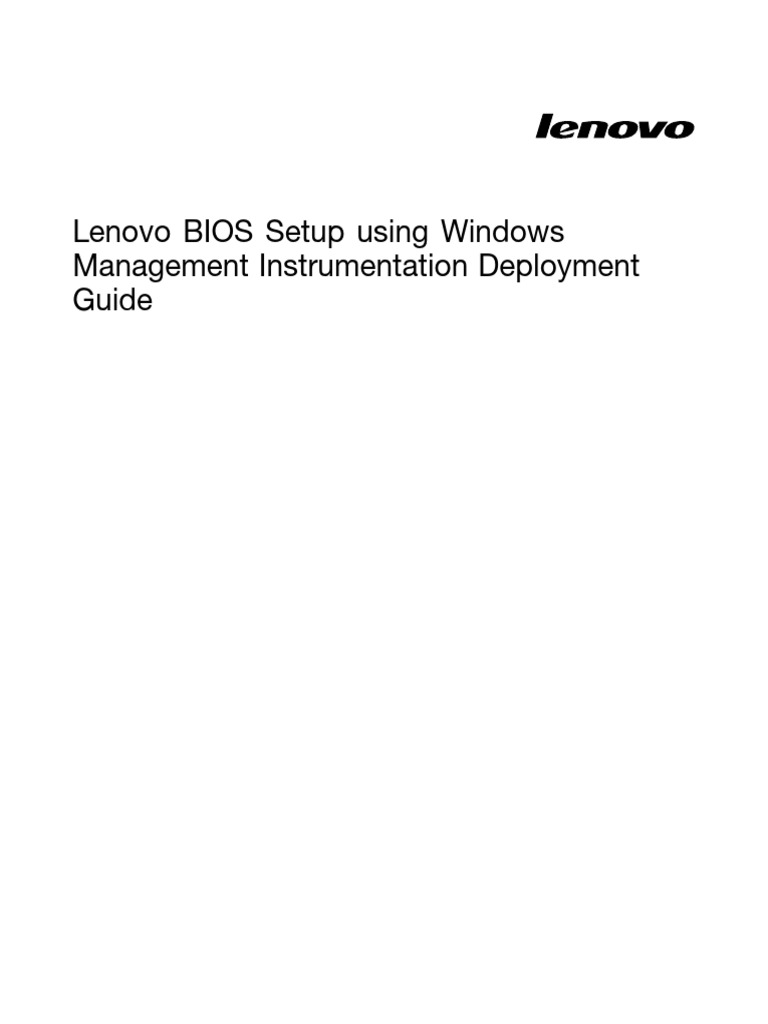 Lenovo BIOS WMI Setup Guide | PDF | Bios | Booting