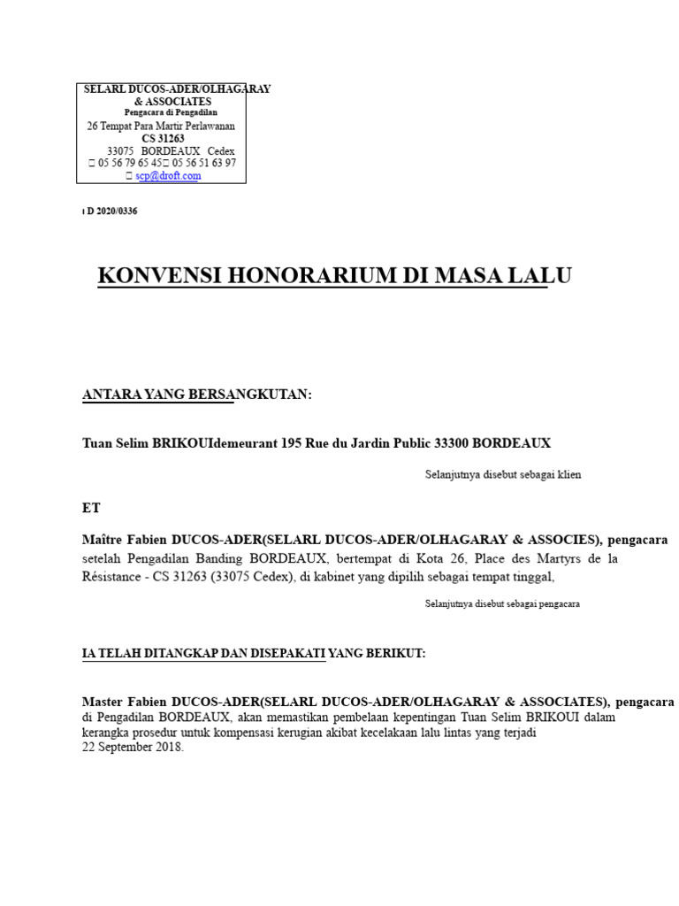Perjanjian Honorarium | PDF