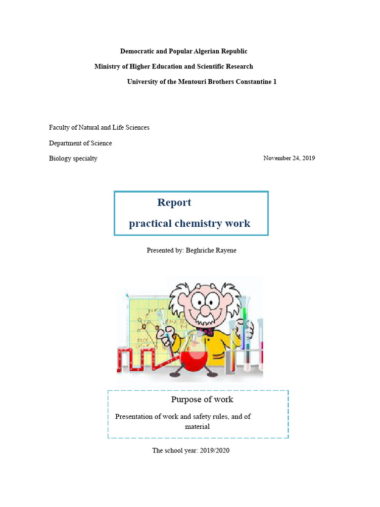 TP01 - Report On Practical Chemistry Work | PDF | Mole (Unit) | Ph