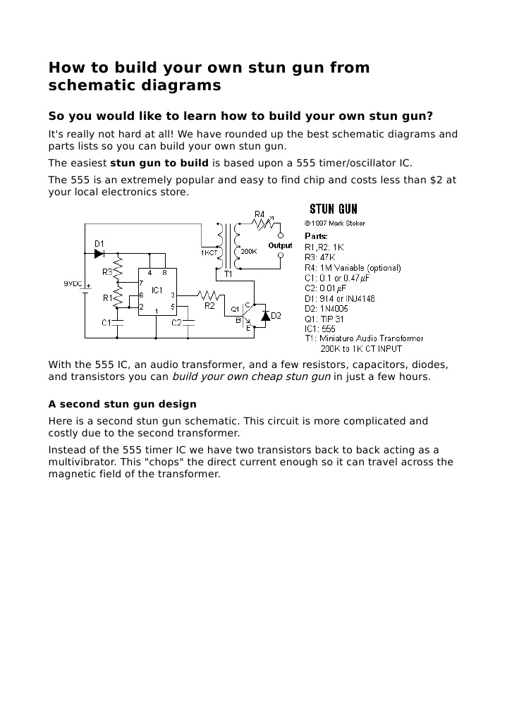 Stun Gun Schematic Diagram PDF | PDF | Home & Garden | Computers