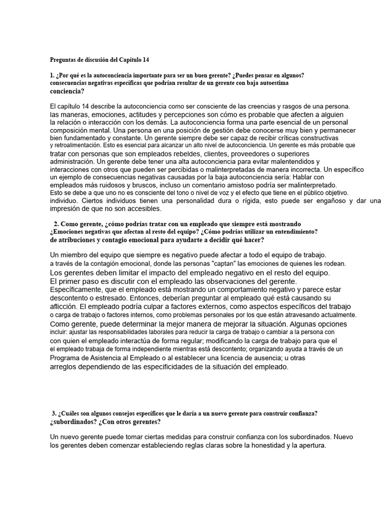Capítulo 14 Preguntas de Discusión | PDF | Las emociones | Estrés ...