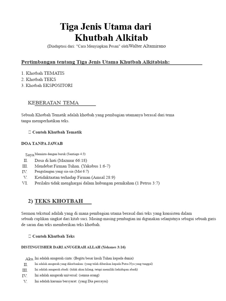 Tiga Jenis Khotbah Alkitabiah | PDF