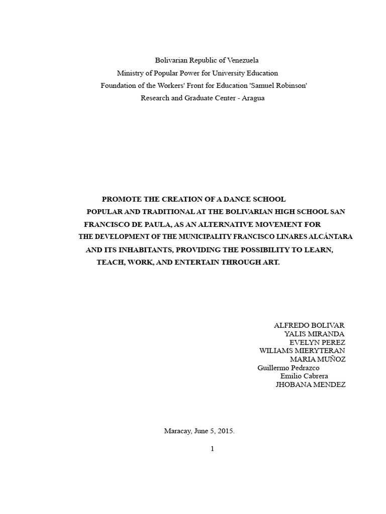 Project School of Popular and Traditional Dances | PDF | Intellectual ...