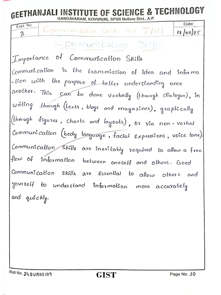 Experiment - III-Communication Skills and Jam | PDF