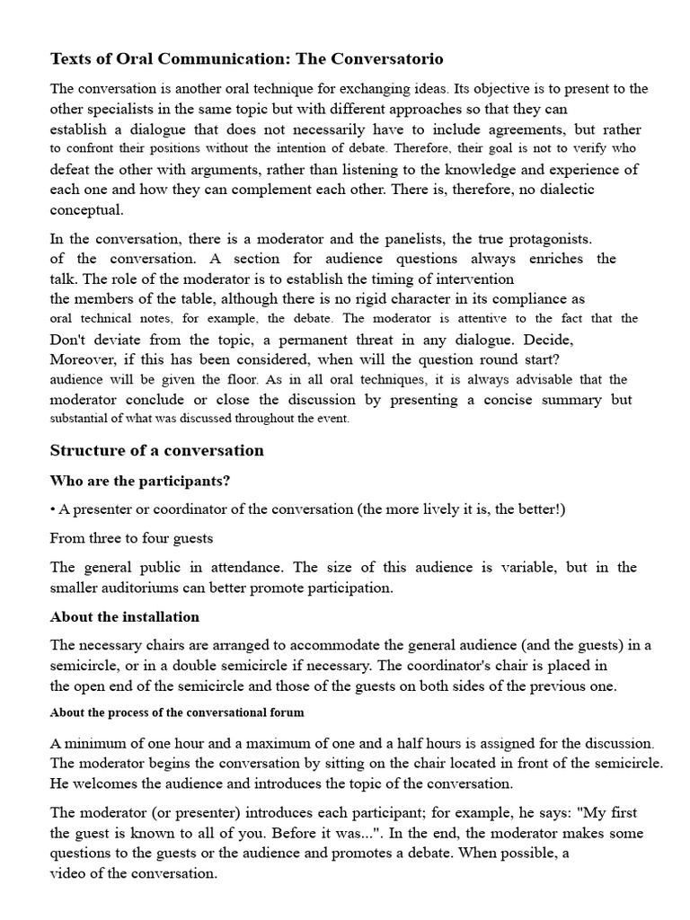 Texts of Oral Communication | PDF | Conversation | Human Communication