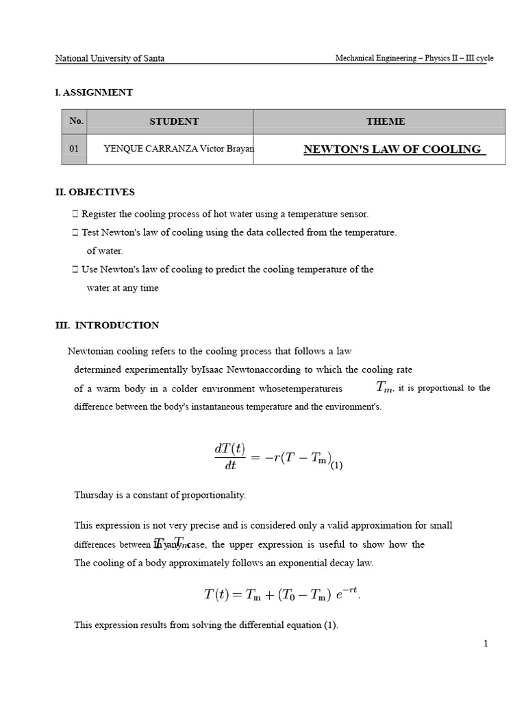 Newton's Law of Cooling - Practice 6 | PDF | Thermal Conduction ...
