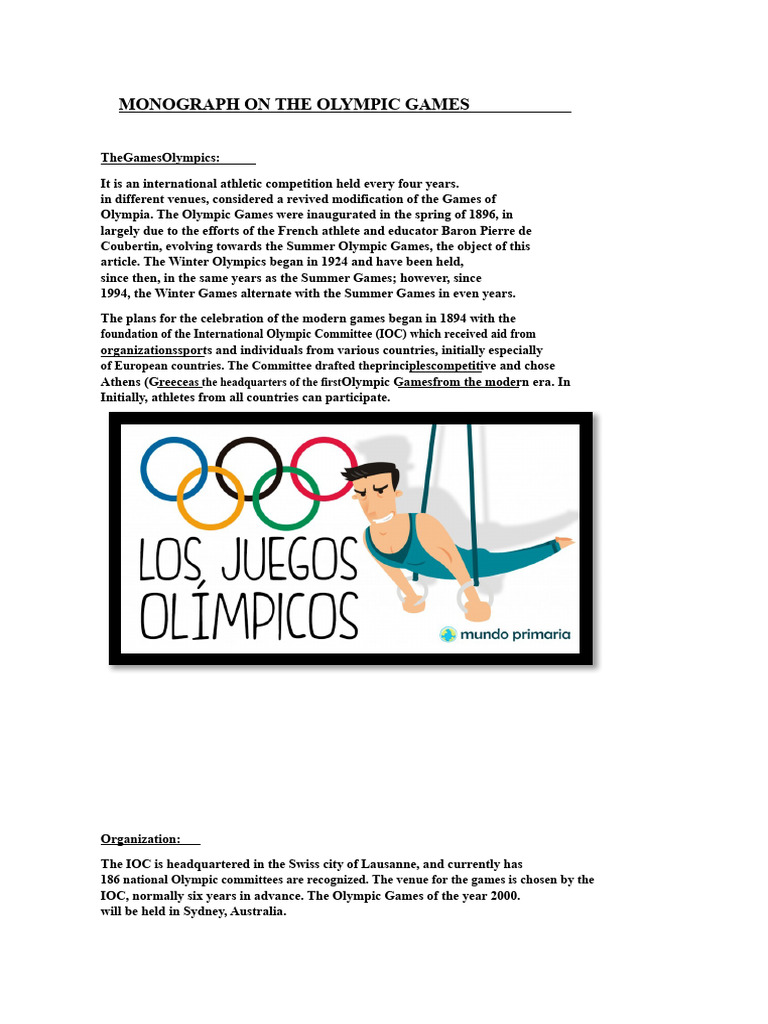 History of the Olympic Games | PDF | Olympic Games | Nations At The ...