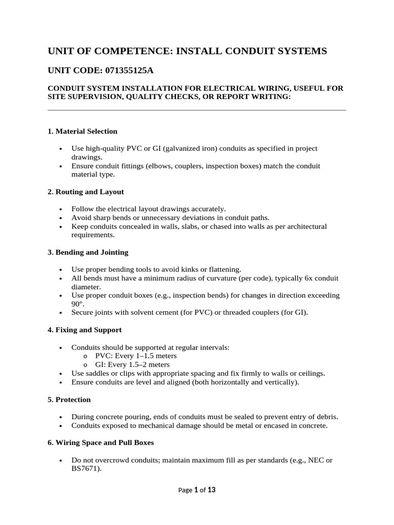 Conduit Wiring Systems Level 6 Notes | PDF | Electrical Wiring ...