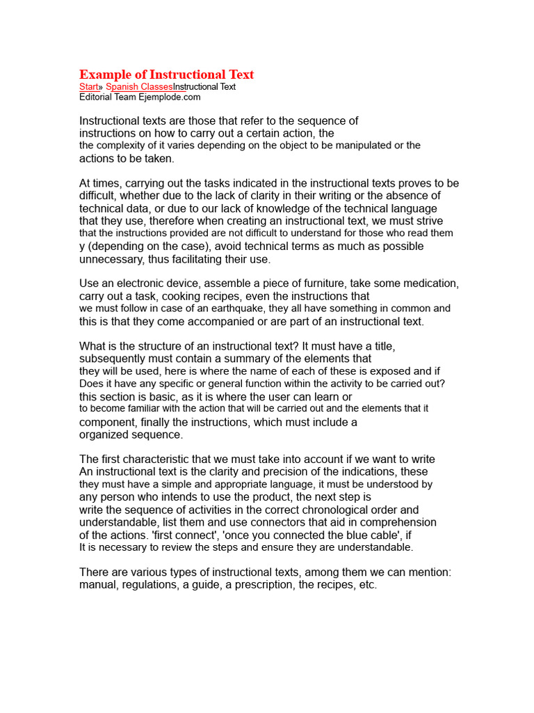 Example of Instructional Text | PDF | Spoon | Natural Rubber