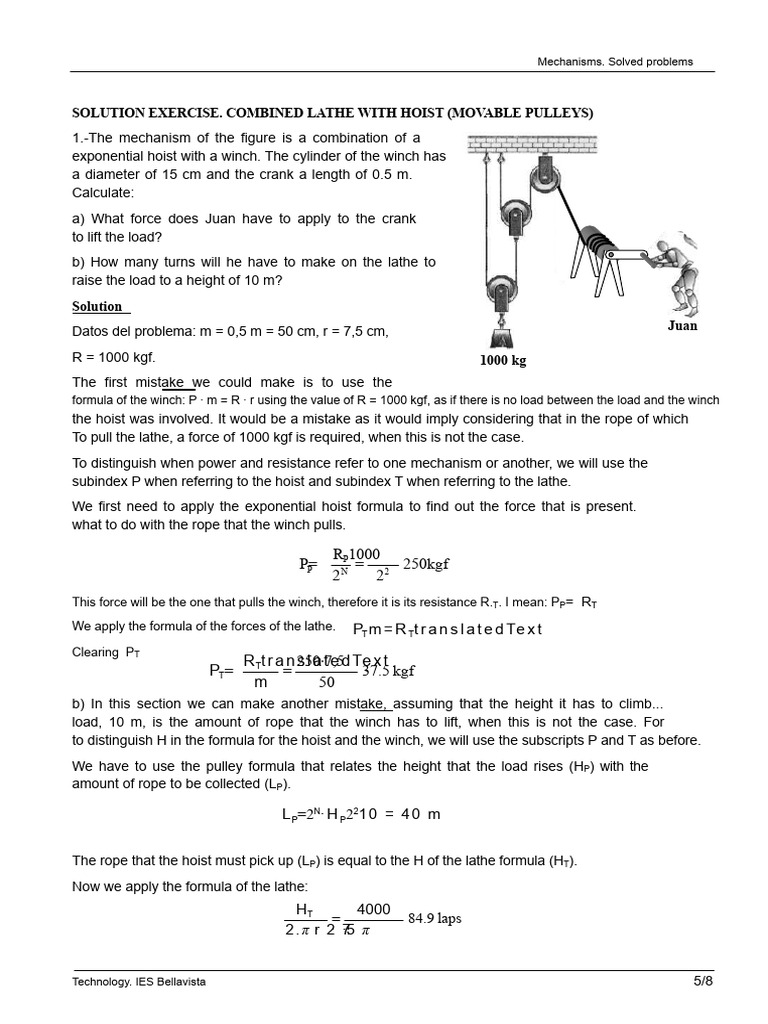 SOLVED EXERCISES Pulleys 3 | PDF | Force