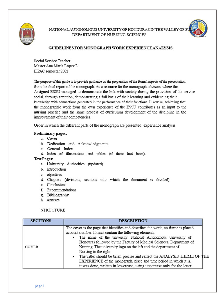 Nursing Monograph Guidelines UNAH | PDF | Methodology | Paragraph