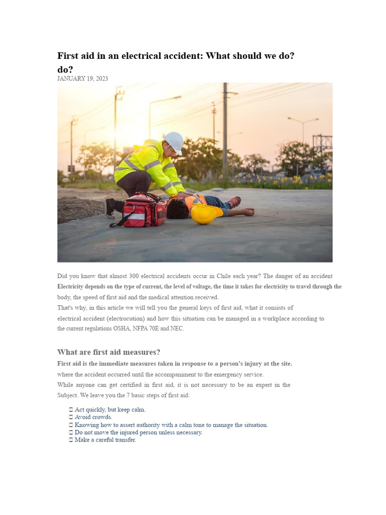 First Aid for Electrical Accidents Guide | PDF | First Aid | Medical ...
