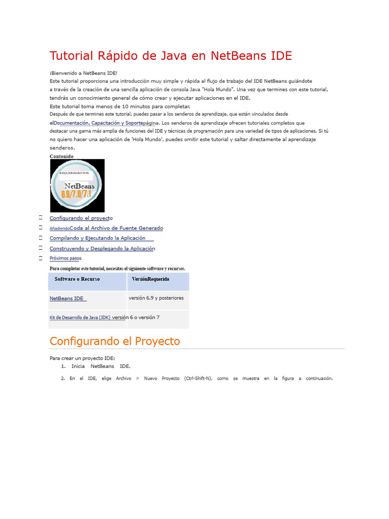 Tutorial Rápido de NetBeans IDE para Java | PDF | Entorno de desarrollo integrado | Java ...