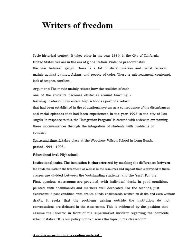 Writers of Freedom: An Analysis From The Psychology of The Young | PDF ...