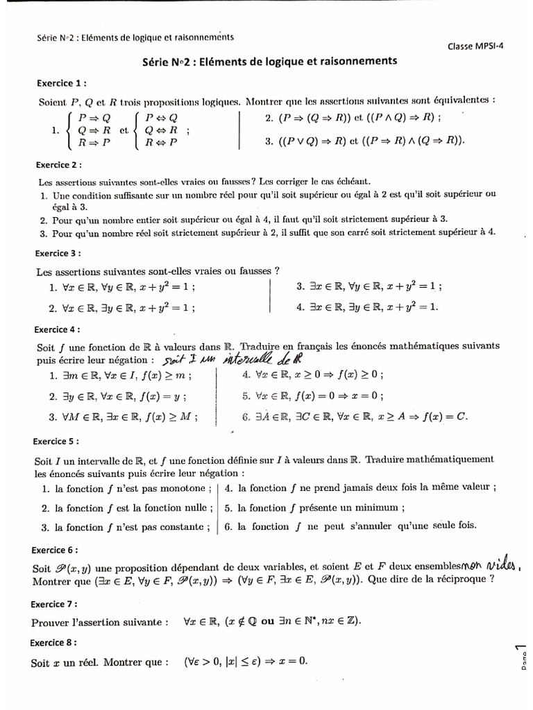 TD Math (Logique) | PDF