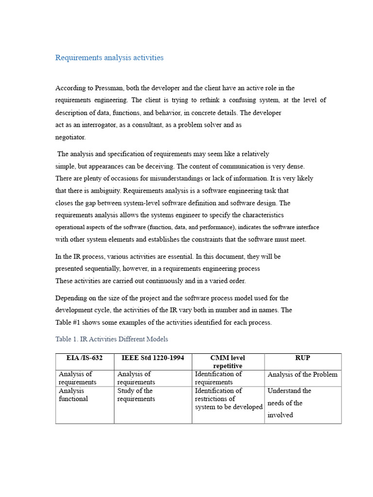 Activities of Requirements Analysis | PDF | Class (Computer Programming ...
