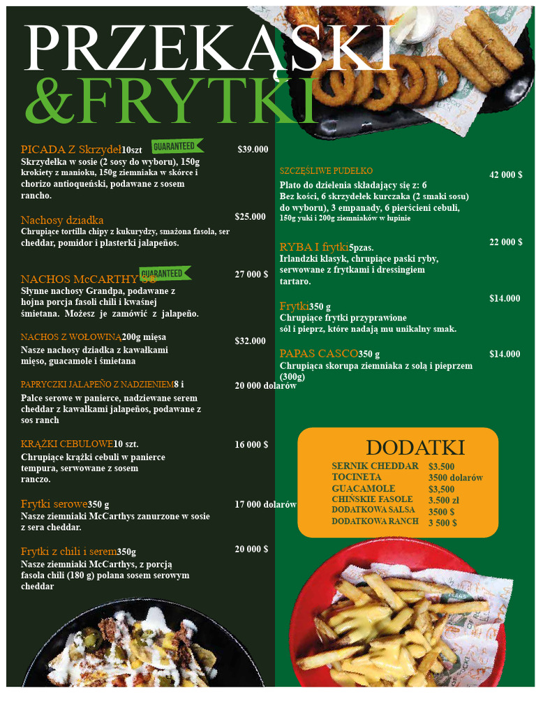 Menu MC Carthy'ego | PDF