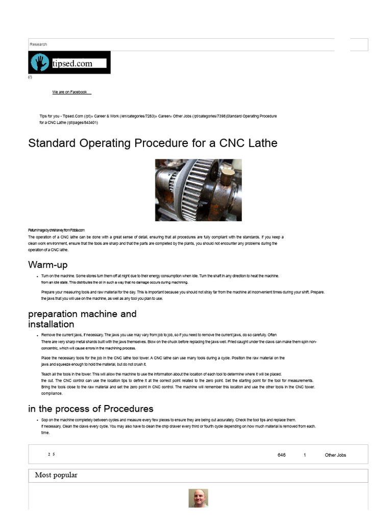 CNC Lathe Standard Operating Procedure | PDF | Machining