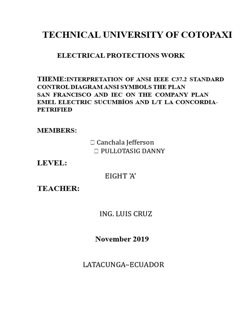 Report On ANSI IEEE C37.2 | PDF | Relay | Alternating Current