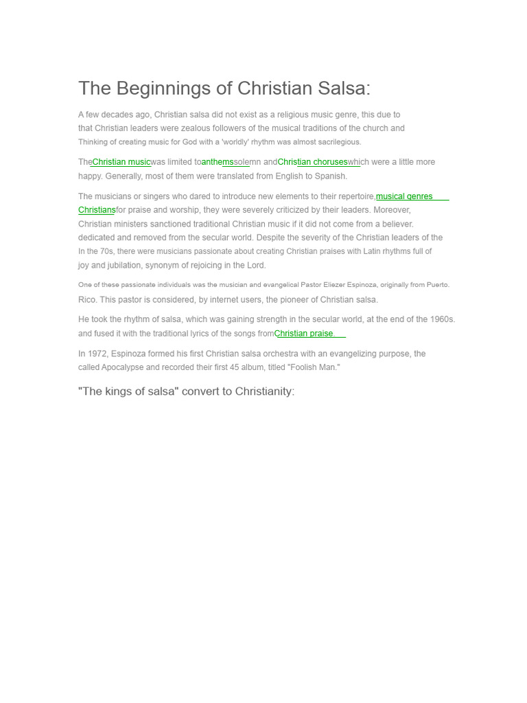 Origins and Evolution of Christian Salsa | PDF | Musicology