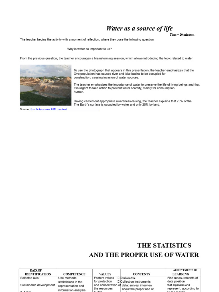 Importance of Water Conservation Education | PDF | Water | Statistics