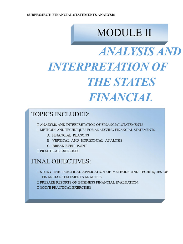 Analysis and Interpretation of Financial Statements | PDF | Expense ...