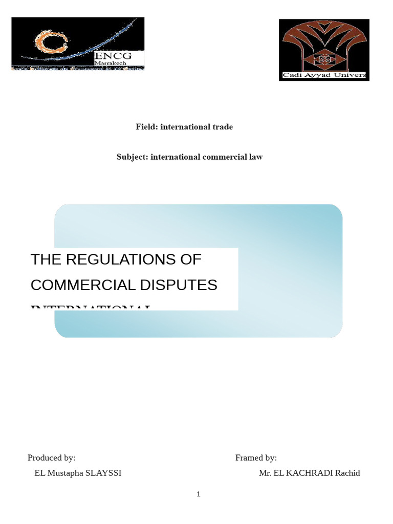 International Trade Dispute Regulations | PDF | Arbitration | Mediation