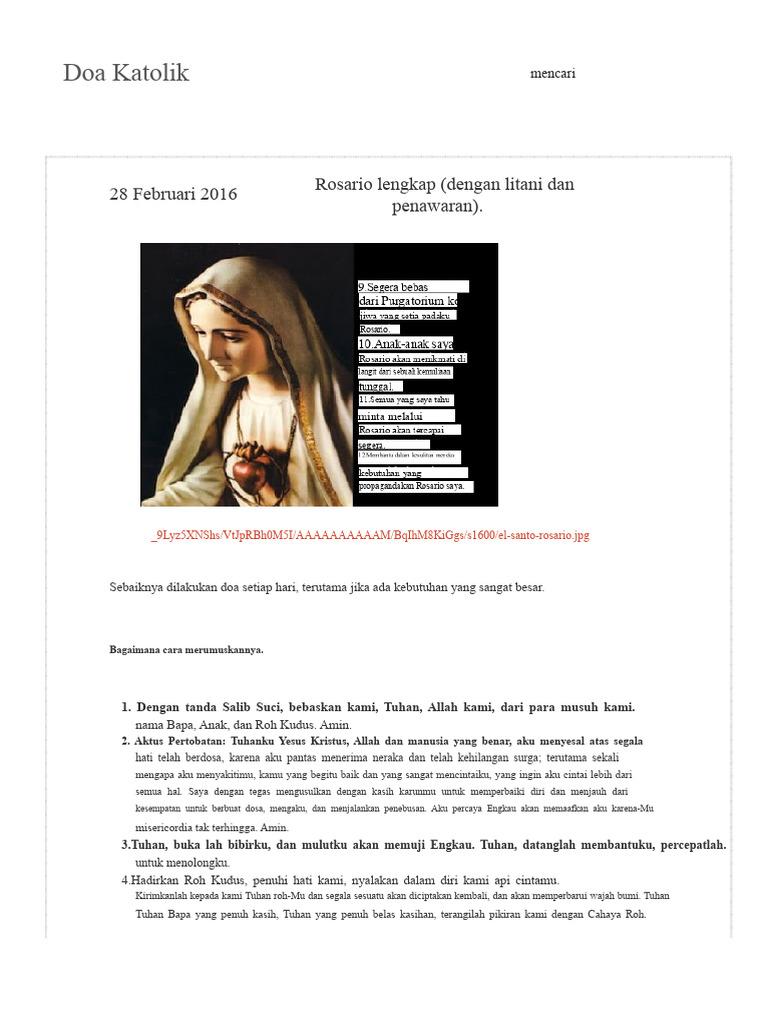 Doa Rosario Katolik Lengkap dan Panduan | PDF