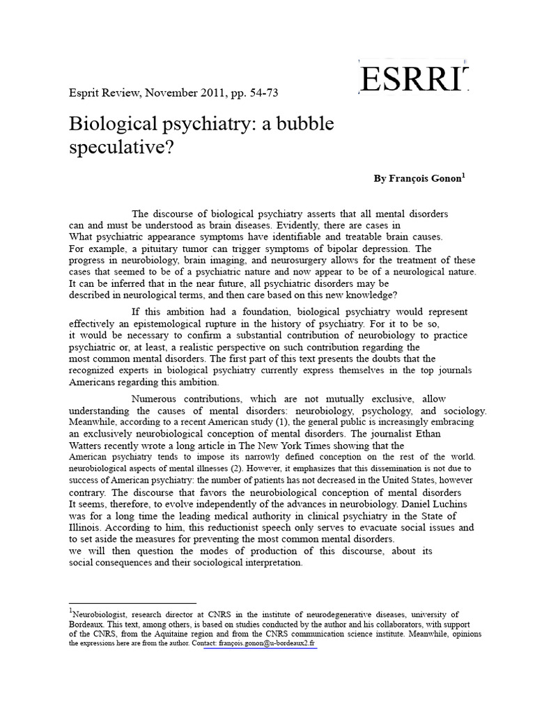 Biological Psychiatry: Hope vs. Doubt | PDF | Mental Disorder | Psychiatry