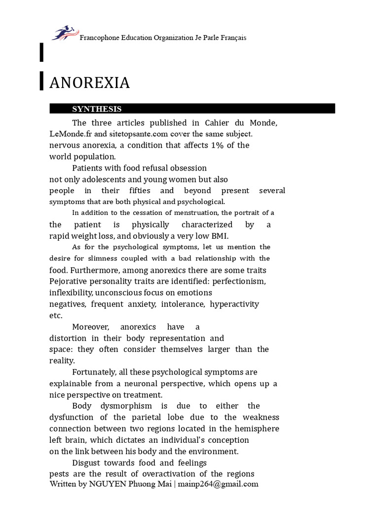 Demo Example For Dalf C1 Anorexia | PDF | Anorexia Nervosa ...