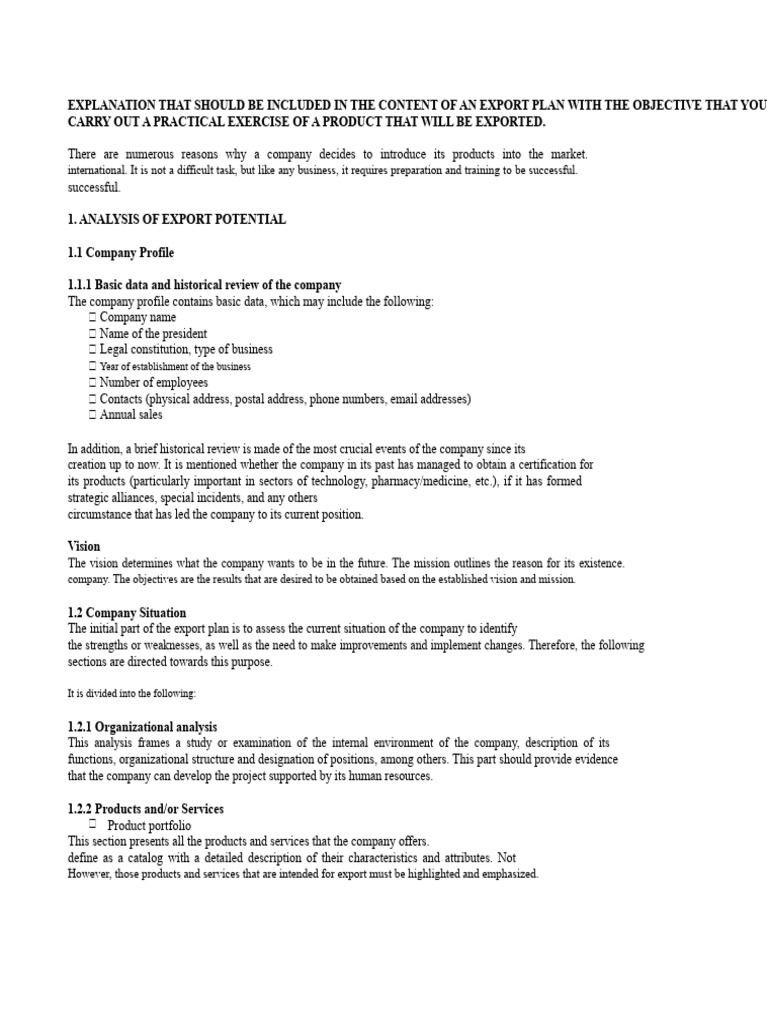 Essential Components of an Export Plan | PDF | Marketing | Market ...