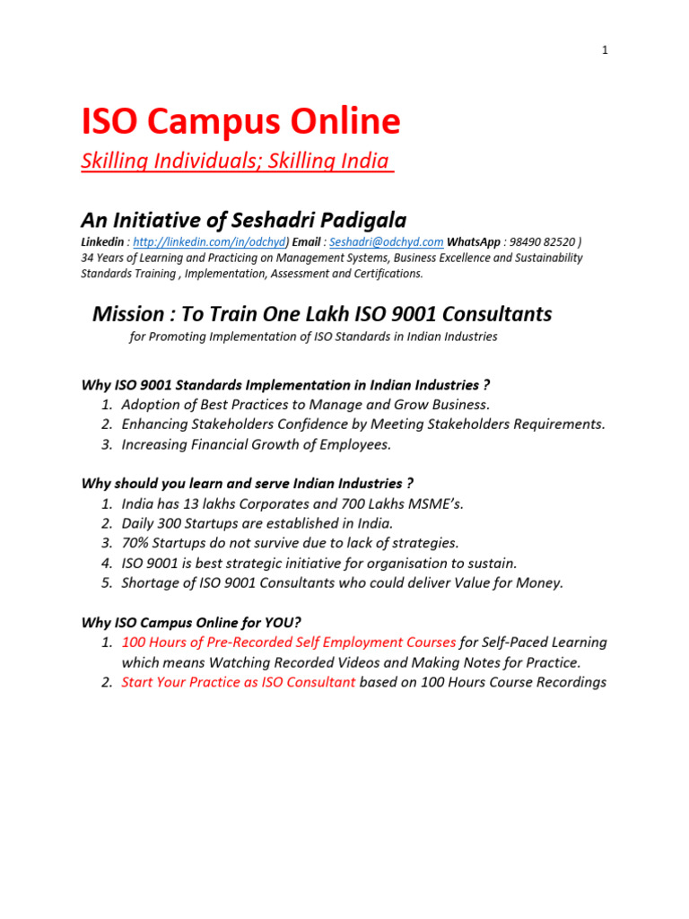 ISO 9001 Consultant Training Program | PDF | Audit | Business