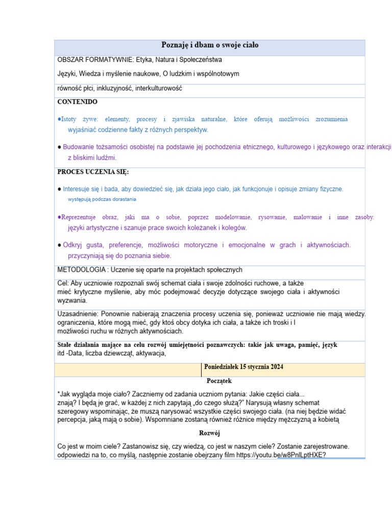 Znam I Dbam o Moje Ciało IMPRIMIR | PDF