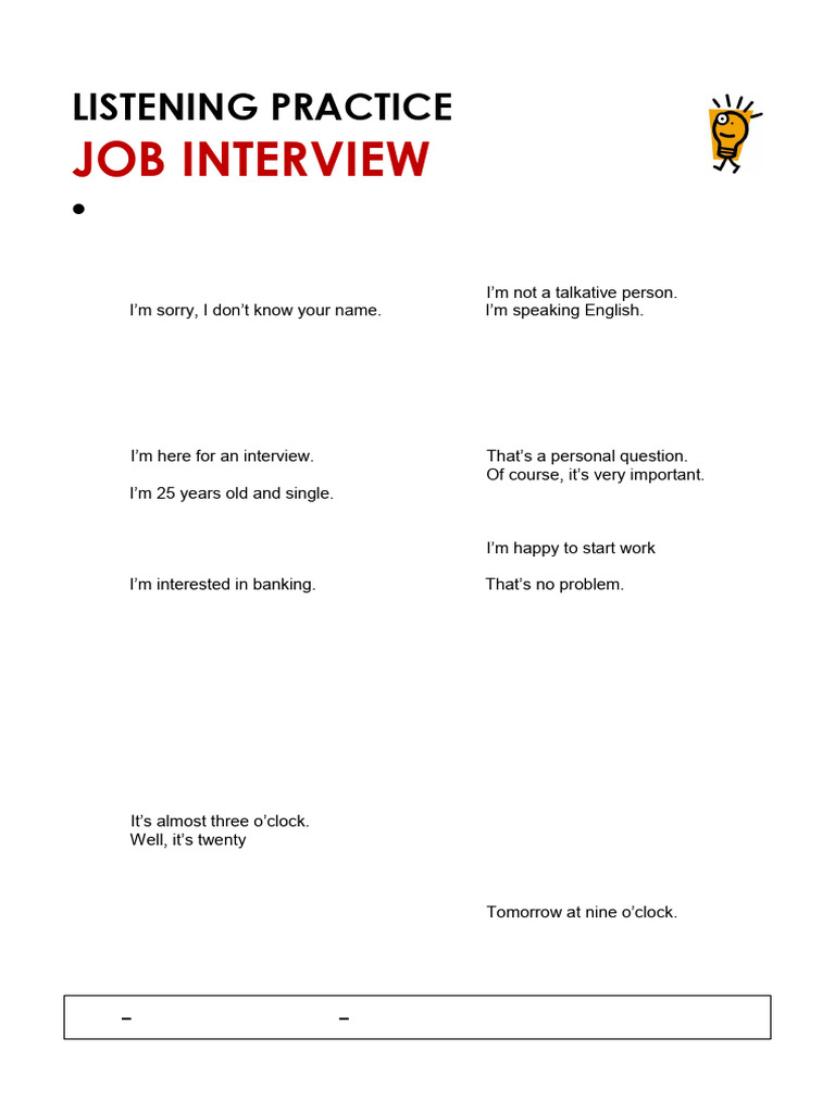 Job Interview Listening & Practice Guide | PDF | Linguistics