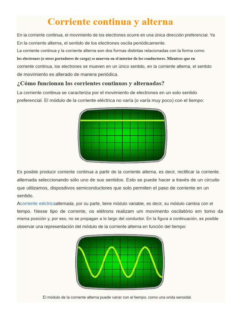 Corriente Continua y Alternada | PDF | Corriente eléctrica | Ingenieria ...
