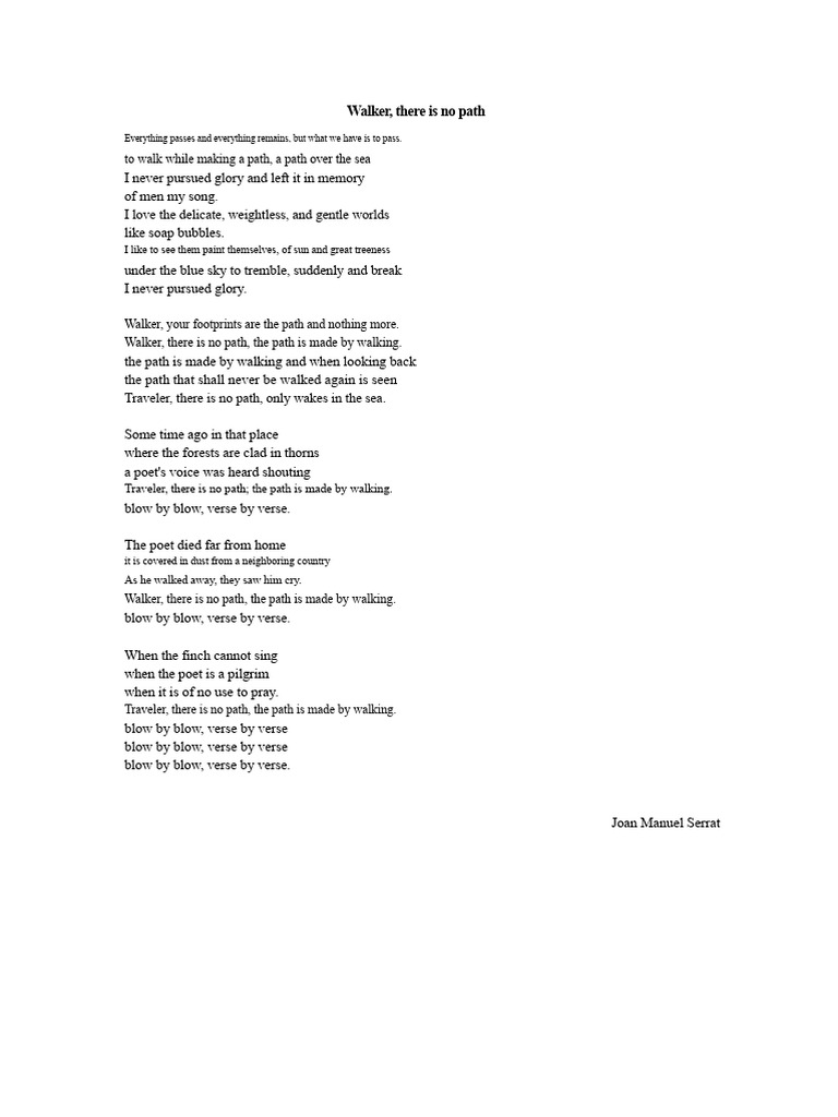 Walker, There Is No Path - Lyrics | PDF