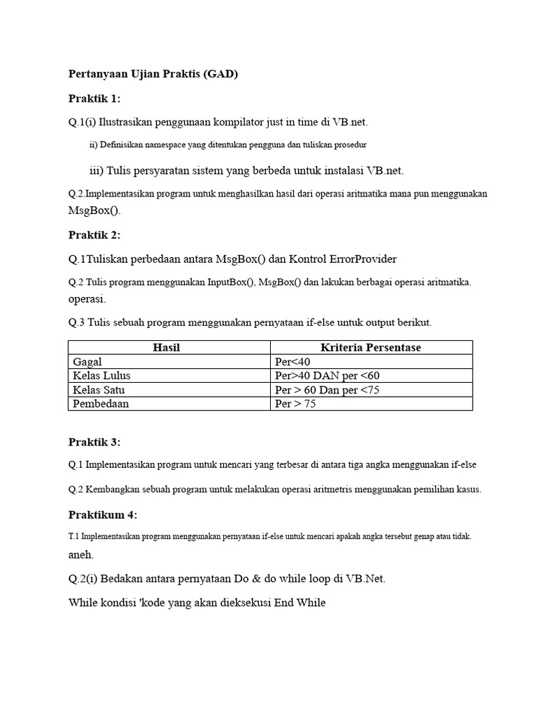 Pertanyaan Ujian Praktis - GAD | PDF