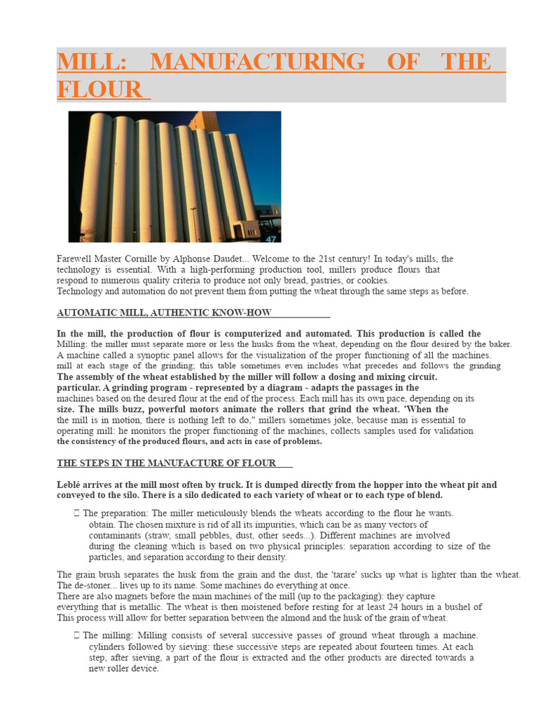 Flour Manufacturing Process Explained | PDF | Breads | Flour