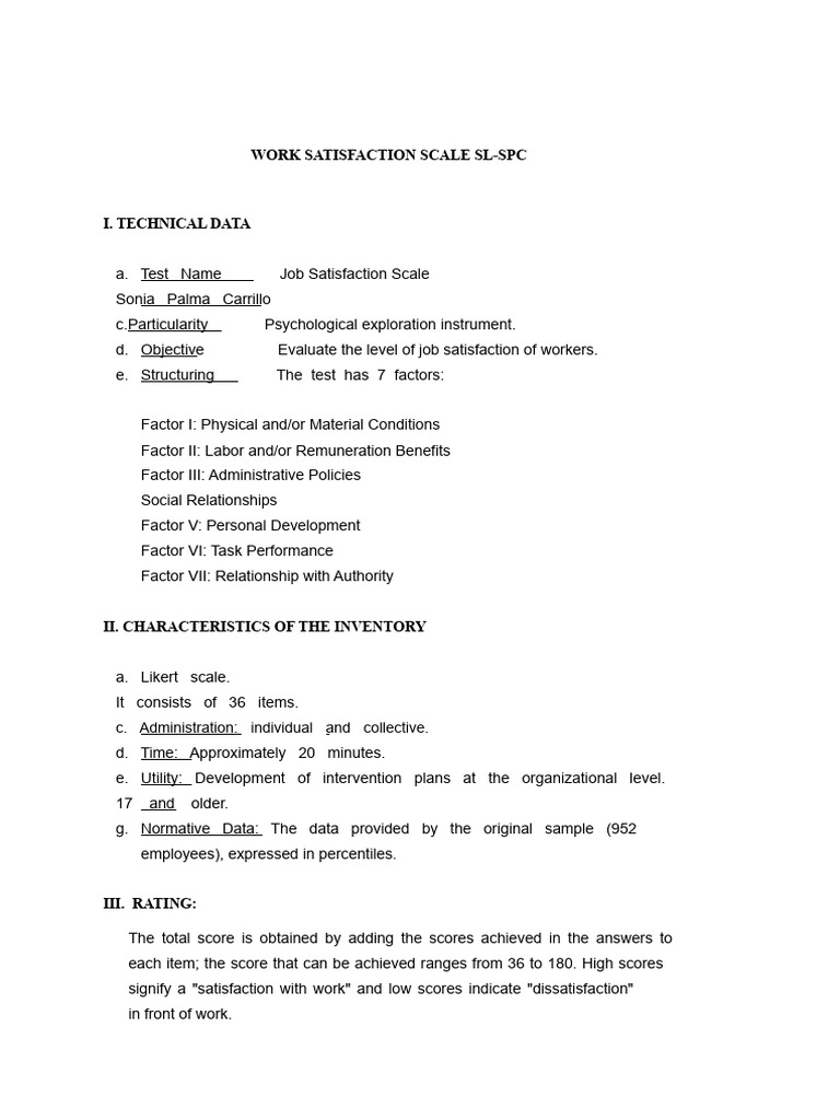 Manual of Job Satisfaction Scale | PDF | Job Satisfaction | Likert Scale