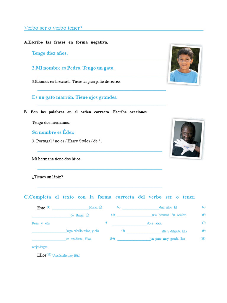 Verbo Ser o Verbo Tener | PDF