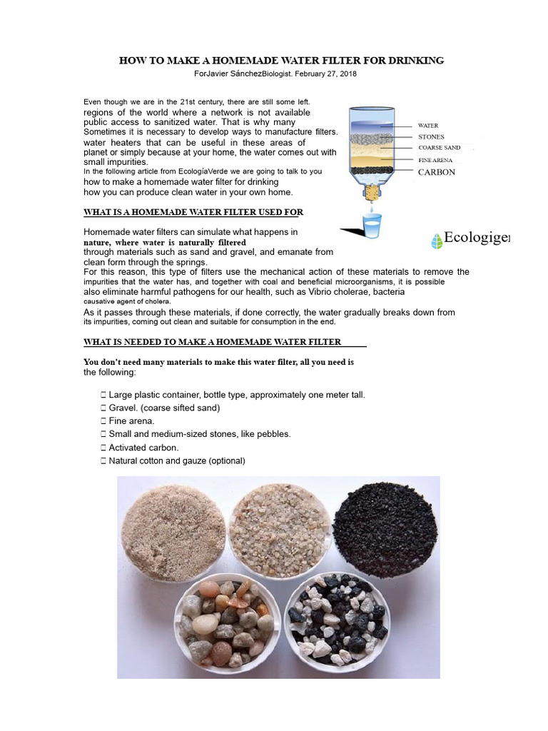 DIY Homemade Water Filter Guide | PDF | Water | Drinking Water