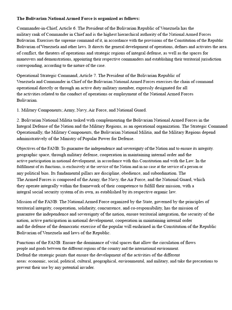 Operational Organization of The National Armed Forces | PDF | Commander ...
