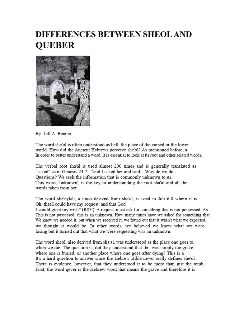 Sheol vs. Queber: Hebrew Concepts Explained | PDF | Religious Belief ...