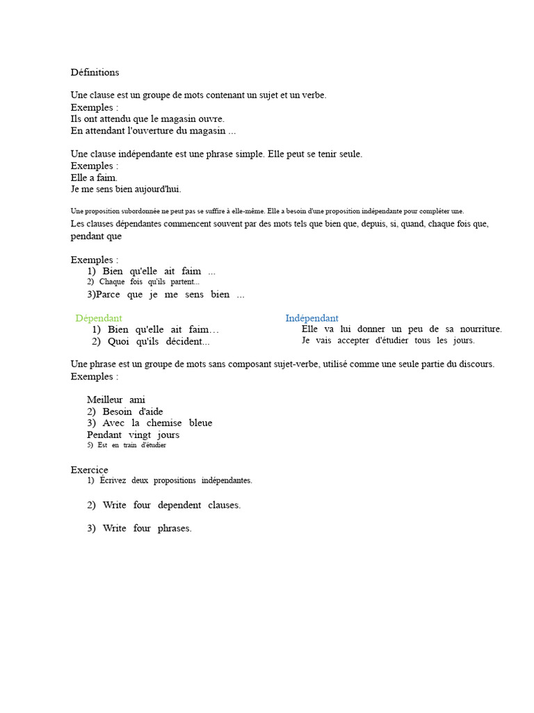 Types de Clauses et Structures de Phrases | PDF | Phrase | Clause