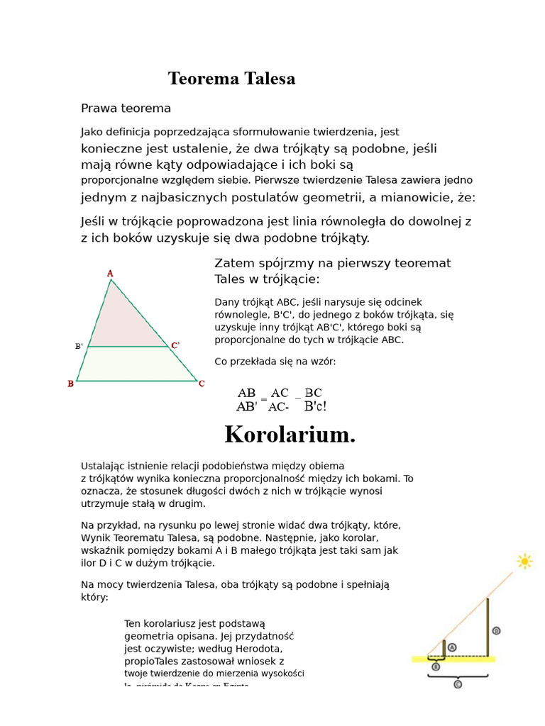Twierdzenie Talesa | PDF