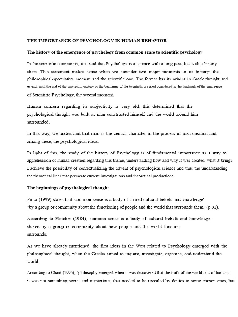 The Importance of Psychology in Human Behavior | PDF | Psychology | Soul