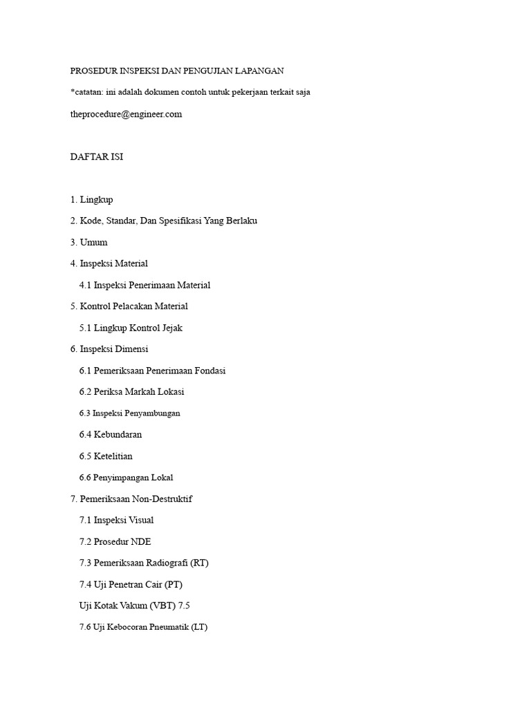 Prosedur Inspeksi Tangki Penyimpanan | PDF