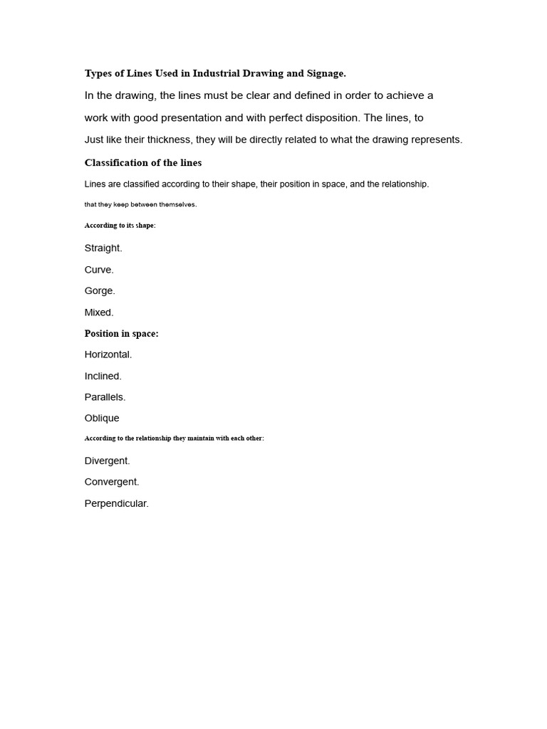 Types of Lines Used in Industrial Drawing and Signage | PDF