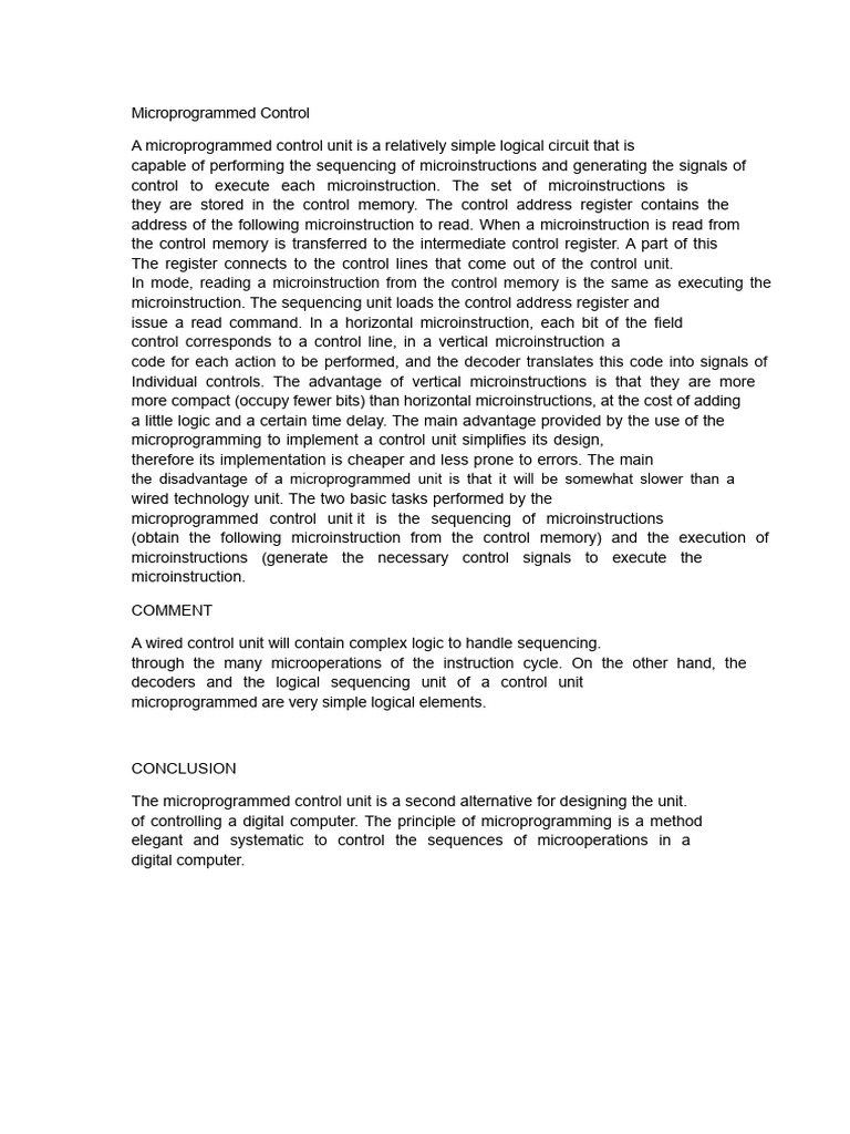 Microprogrammed Control Unit Overview | PDF